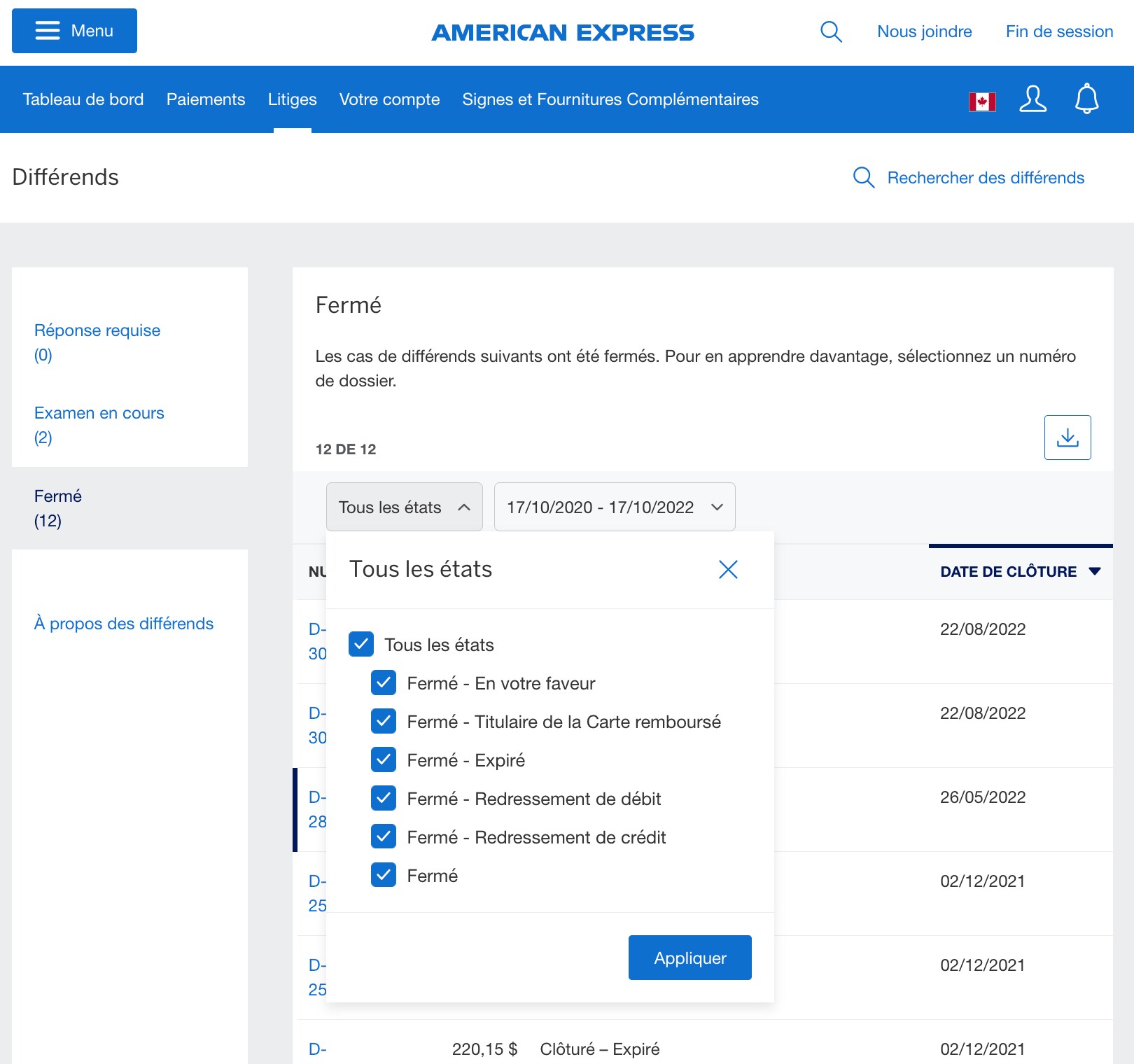 Reviewing Closed Disputes | American Express