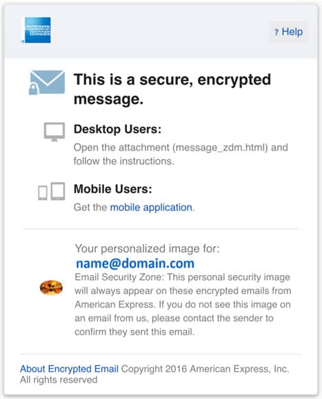 Encrypted Email from Amex Customer Service | American Express