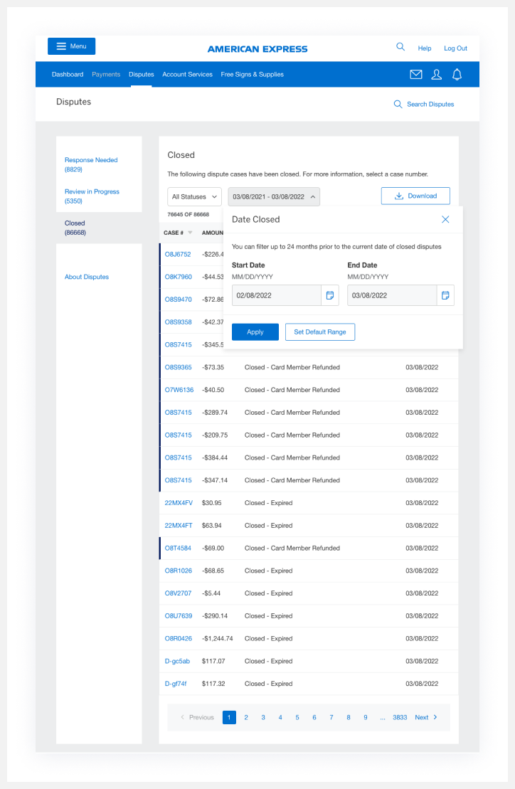 Reviewing Closed Disputes | American Express