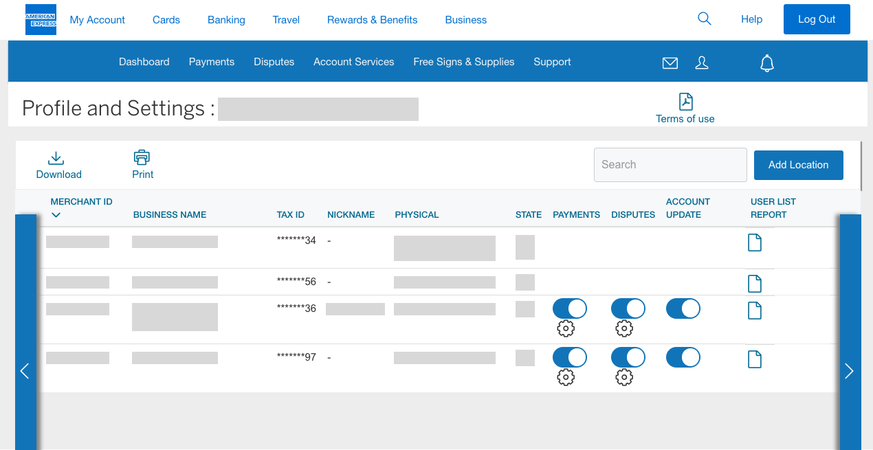 Manage Locations | American Express