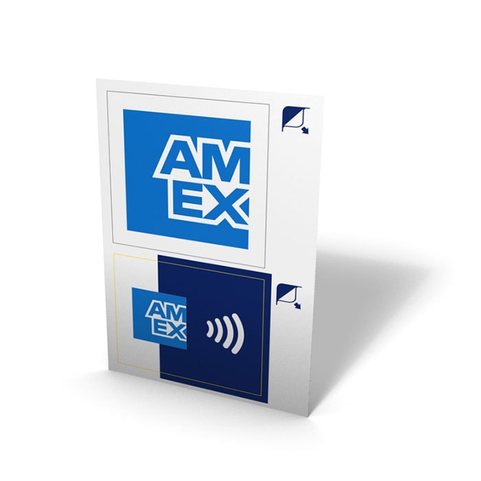 Amex square logo decal with contactless decal