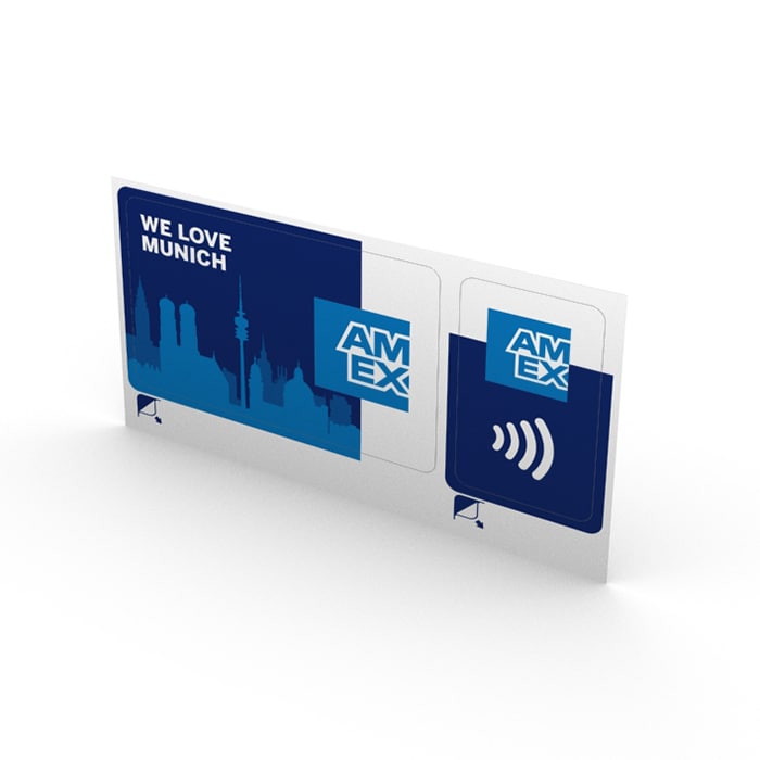 Decal pack with a decal that says We Love Munich and a contactless decal