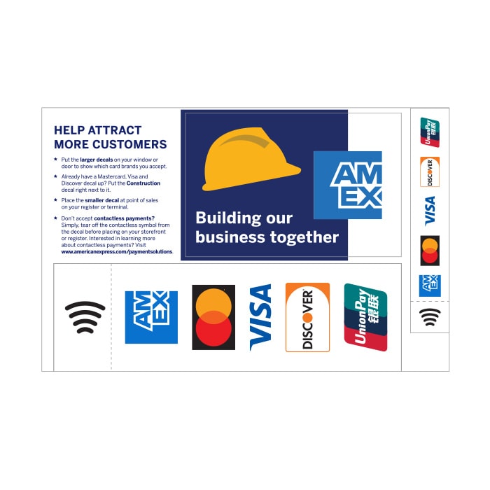 multi-logo decal with construction hat says building our business ...