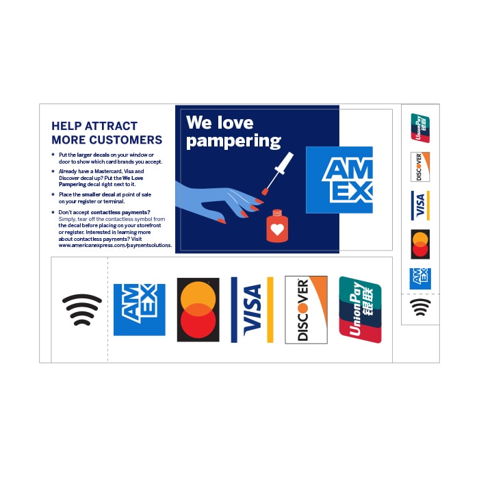 Decal Sheet with We Love Pampering nail salon decal; includes two ...