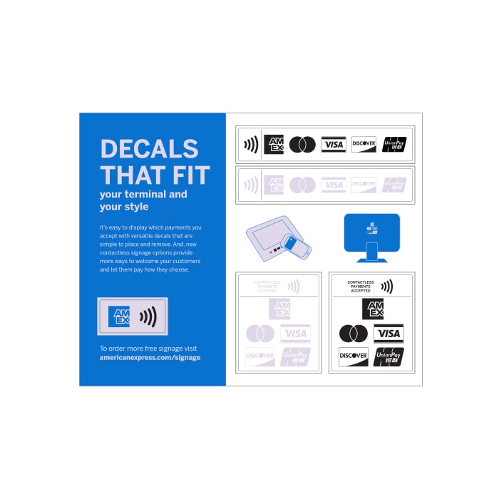 Vertical and horizonal-oriented POS decals with contactless symbol and ...