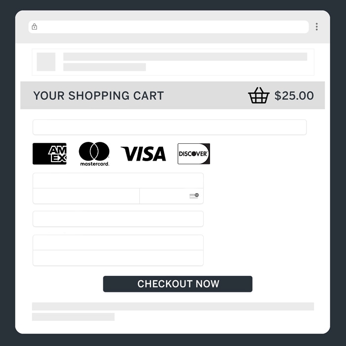 online checkout screen with multiple logo options in black