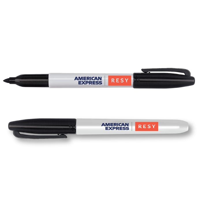 Resy and Amex branded permanent markers with the cobrand logo.