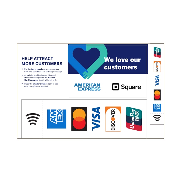 multi-logo decal with contactless logo and we love our customers decal ...
