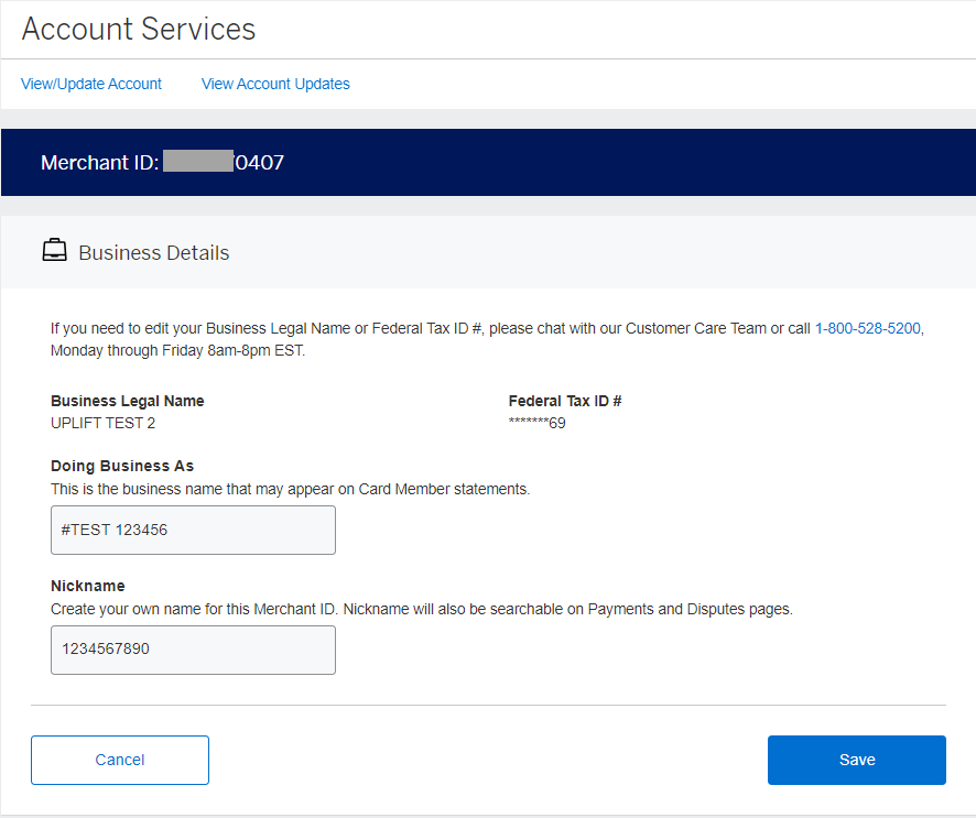 Edit Business Information | American Express Merchant