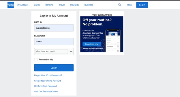 Accessing your Account Services Page | American Express